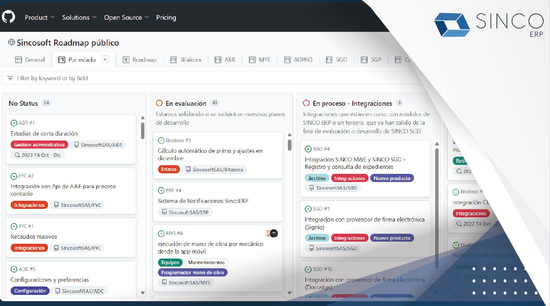Ha llegado el Roadmap de SINCO ERP